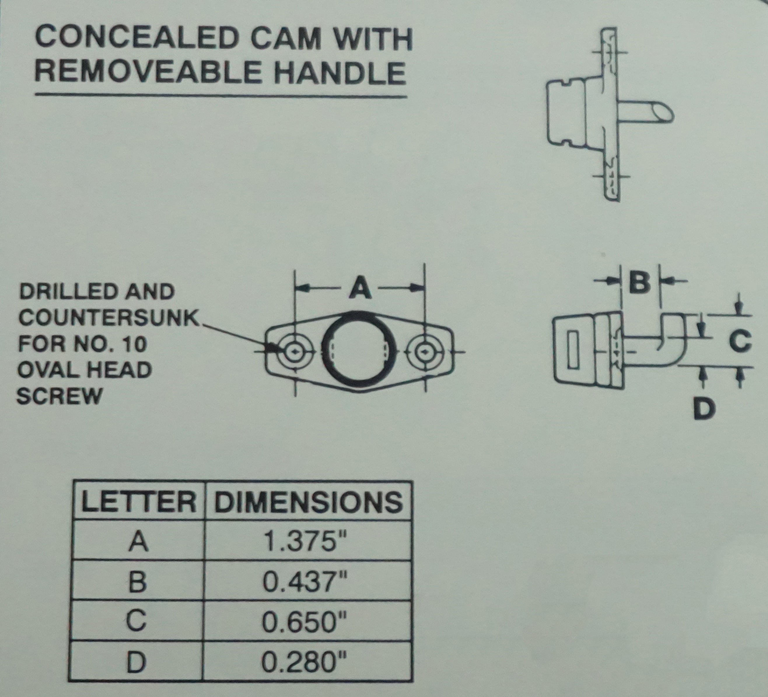 WRS White Bronze Concealed Cam Handle/Custodial Lock - 7/16" — Window ...
